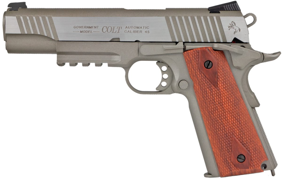 Colt M1911 Rail gun silver Fuld metal med blow back