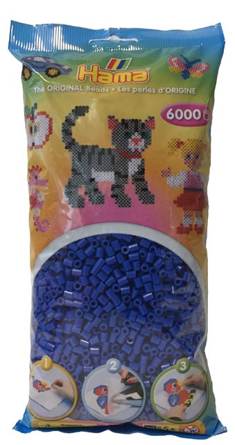 Hama midi perler 205-08 - 6000 stk. blå rørperler - køb her
