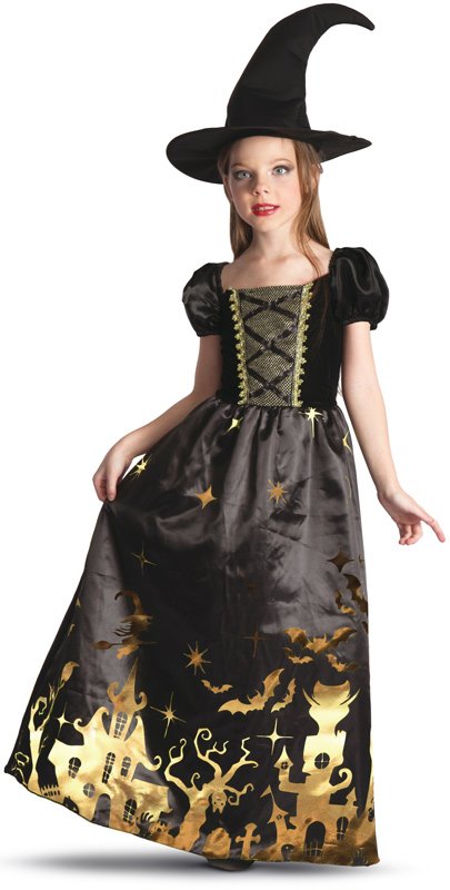 Deluxe guld heks i 120 cm - halloween dragt fra BilligLeg